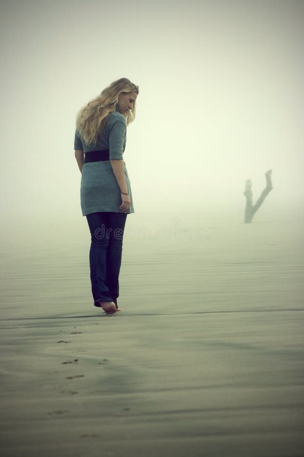 Walking in fog stock photo. Image of loneliness, dusk - 13082808