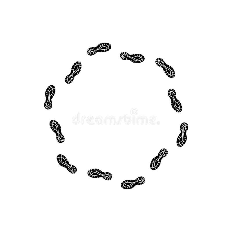 Walking Footstep Trace. Human Footprints Tracking Path on White ...