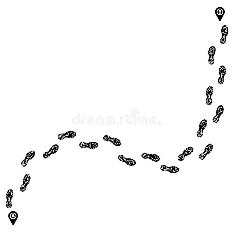 Footstep Path in Perspective, Walking Away Footprint Trail. Trace of ...