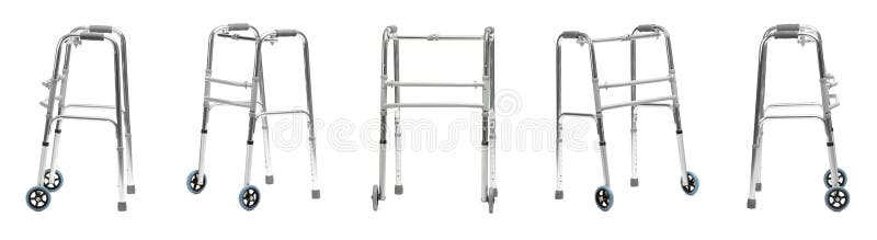 Walking Frame Isolated on White, Collage. Different Sides View Stock ...