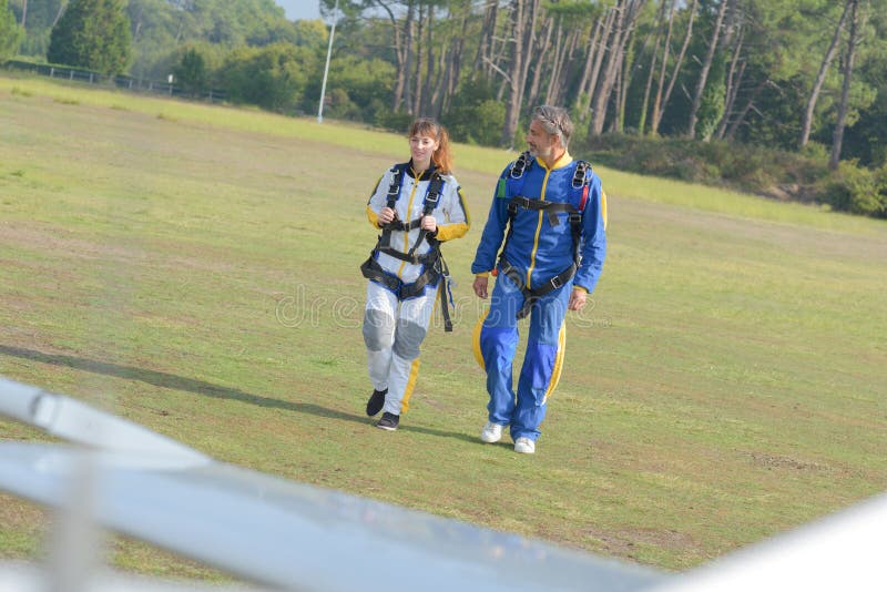 Walking Going Towards Plane for Parachuting Experience Stock Image ...