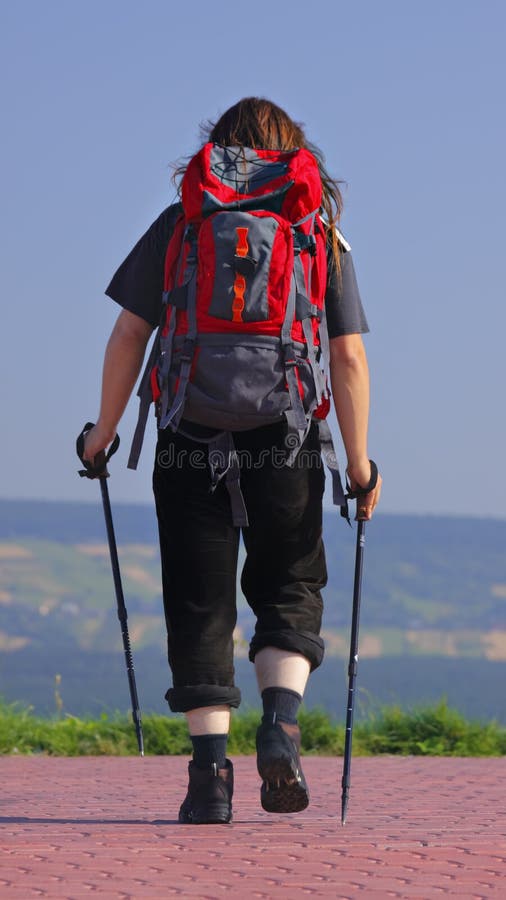 Walking hiker stock image. Image of stick, hike, backpack - 15284445