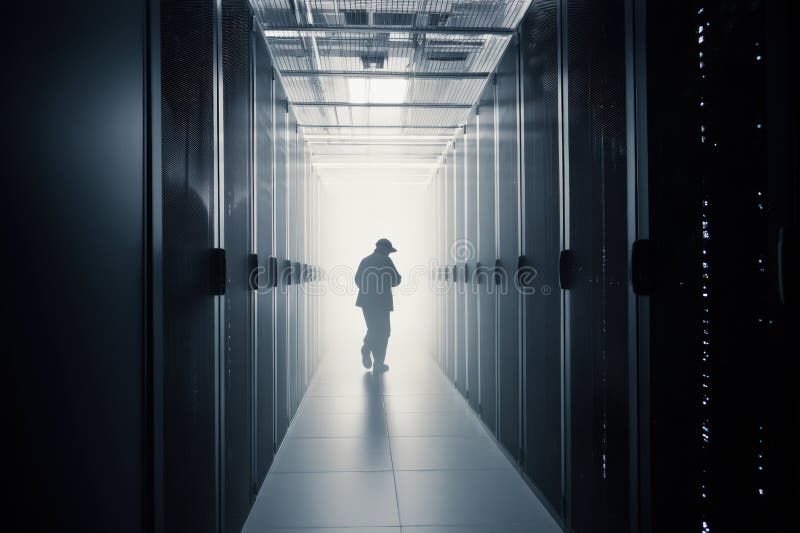 Walking through a Hot Aisle in a Data Center during Operational Hours ...