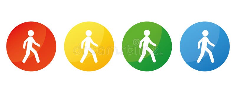 Walking Icon on Round Internet Button Stock Illustration - Illustration ...