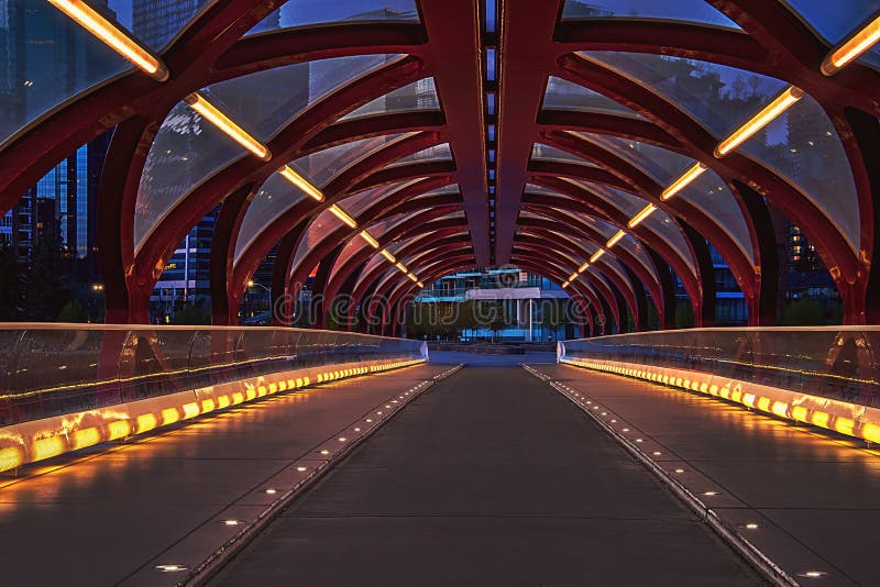 Walking through the Illuminated Peace Bridge Editorial Stock Photo ...
