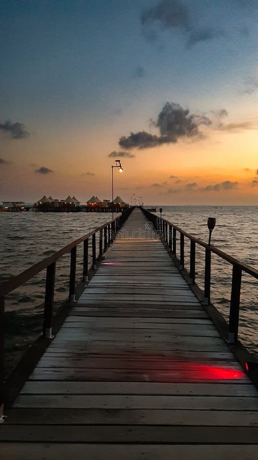 Walking at Jetty Wooden Bridge on Early Morning Stock Photo - Image of ...