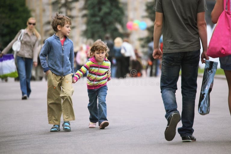 Walking kids stock photo. Image of childhood, pupil, outdoors - 10968864