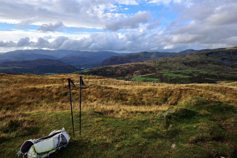 Walking kit on the summit stock image. Image of walking - 83433191