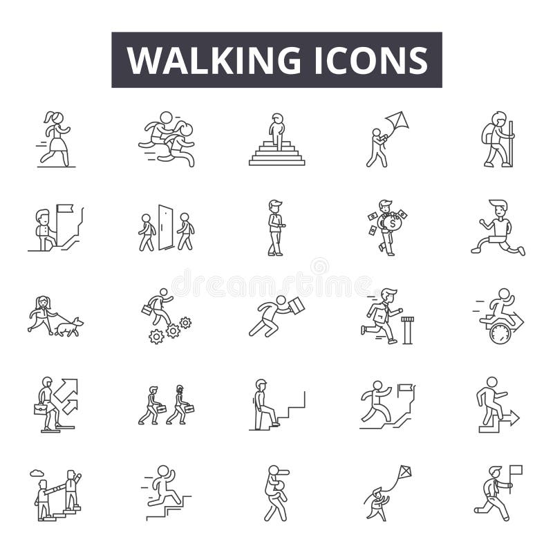Walking Line Icons, Signs, Vector Set, Outline Illustration Concept ...