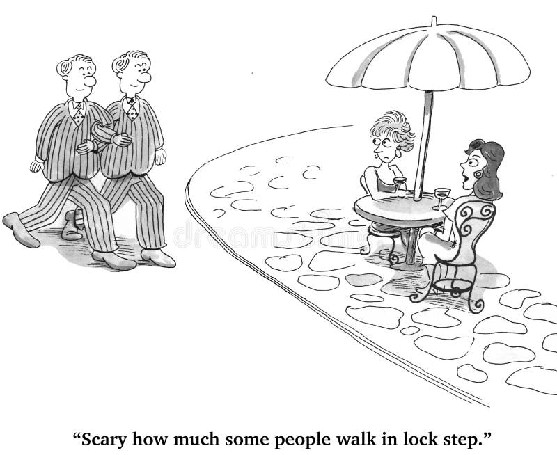 Walking in Lock Step stock illustration. Illustration of behavior ...
