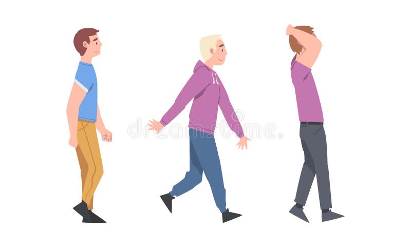 Walking Man Character Taking Steps Forward Side View Vector ...