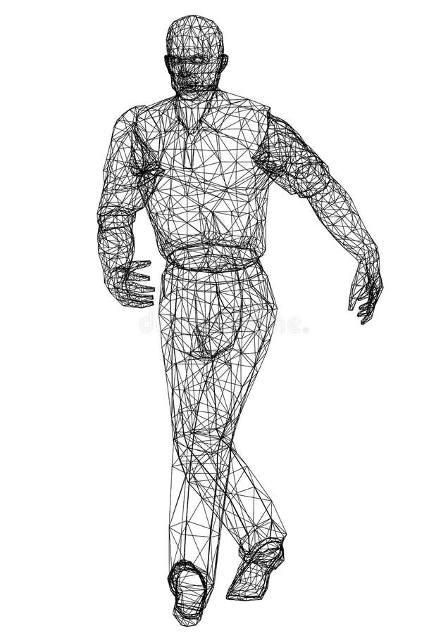 Walking Man 3D Blueprint - Isolated Stock Illustration - Illustration ...
