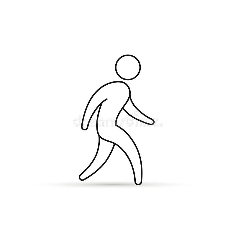 Walking Man Line Icon. Vector Going Man Outline Symbol on White ...