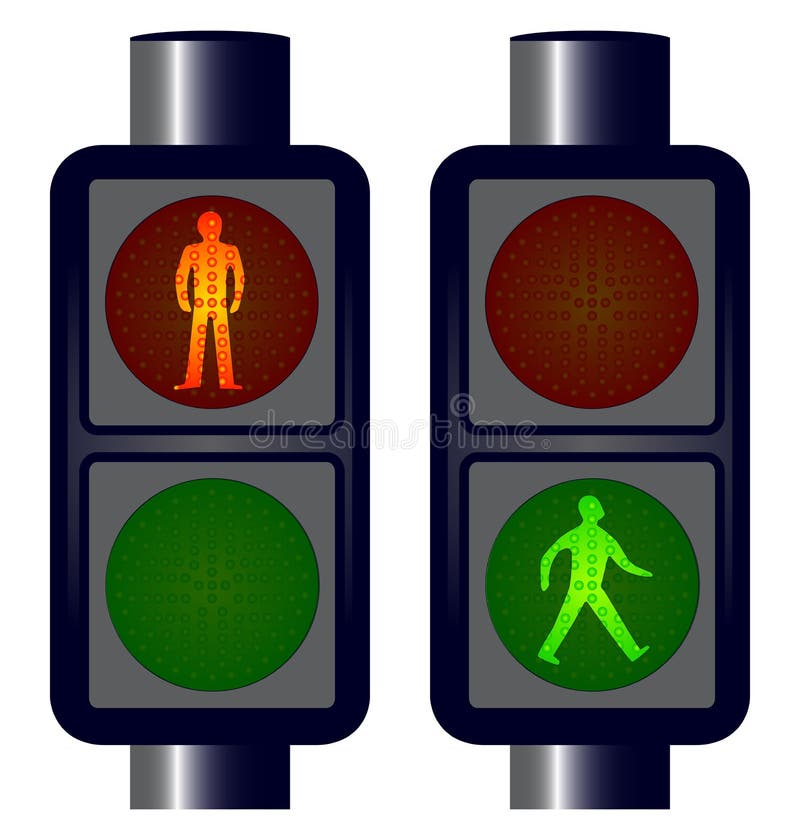 Walking Man Traffic Lights stock illustration. Illustration of traffic ...