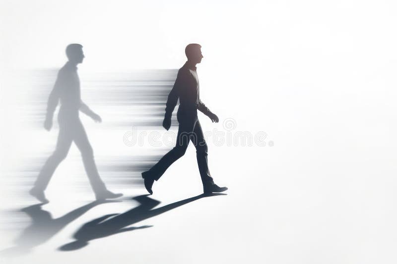 A Walking Man Whose Shadow is Blurred. Space for Text. Stock Image ...