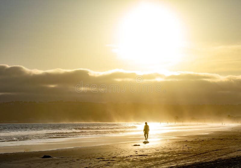 Walking in the mist stock photo. Image of silhouette, walking - 1392452