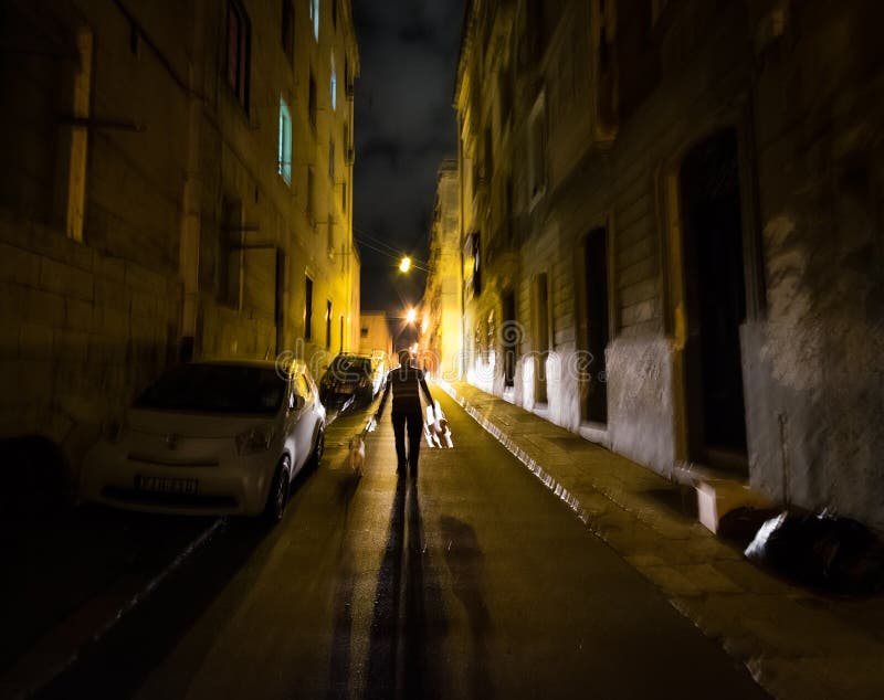 Walking through the Night Malta. Maltese Style in the Light of Night ...