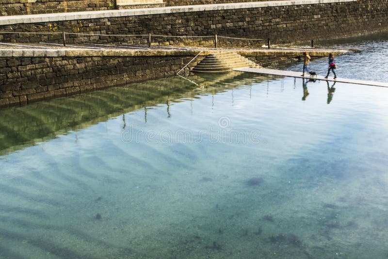 Walking over the water stock photo. Image of wall, water - 30996408