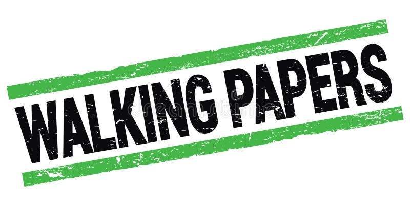 WALKING PAPERS Text on Black-green Rectangle Stamp Sign Stock ...