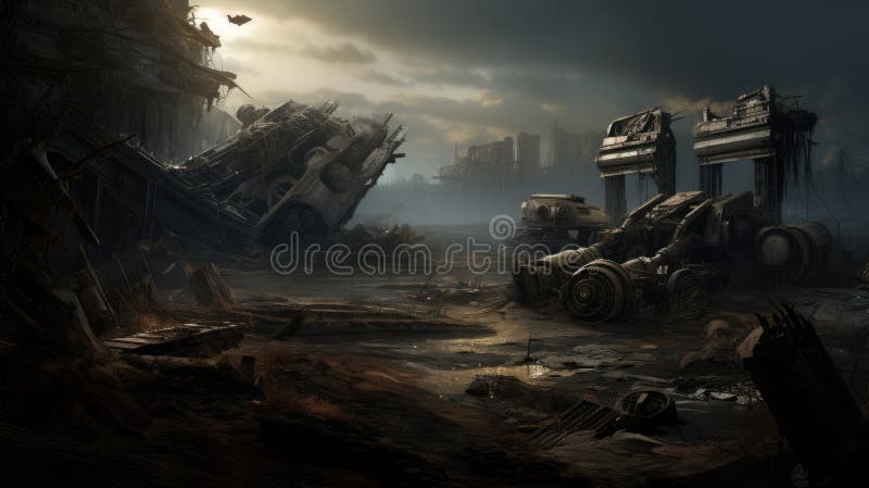 A Walking Path through Broken Robots and Malfunctioning Machines Stock ...