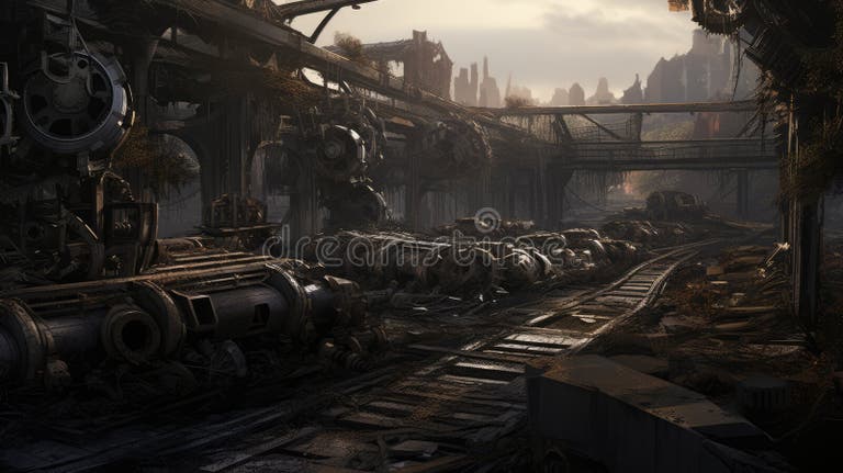 A Walking Path through Broken Robots and Malfunctioning Machines Stock ...