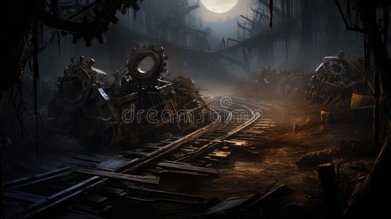 A Walking Path through Broken Robots and Malfunctioning Machines Stock ...