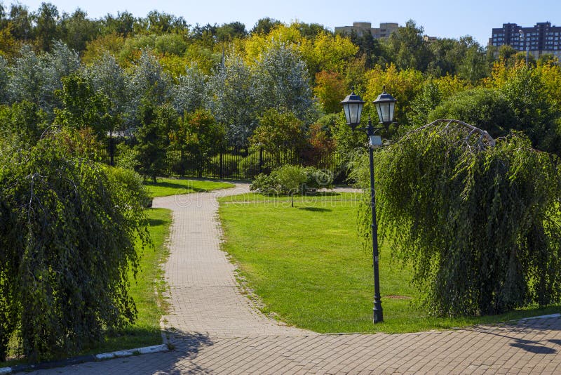 Walking Path in a City Park. Stock Photo - Image of radiation ...