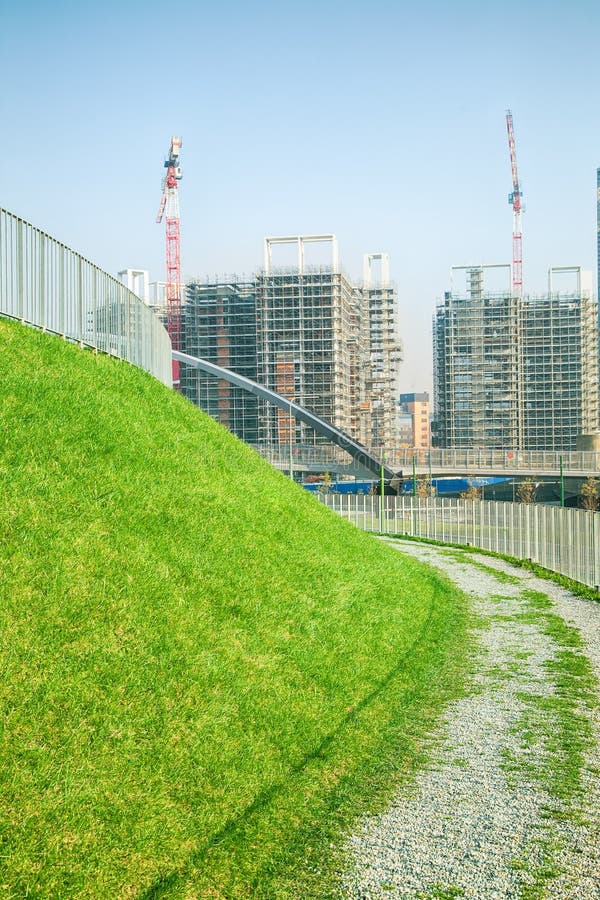 Walking Path and Construction Site Stock Image - Image of city ...