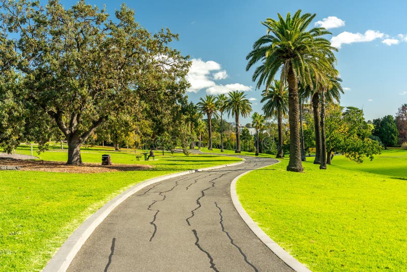 Walking Path through the Footscray Park, Melbourne, Australia Stock ...