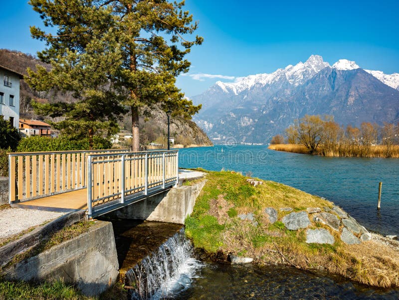 Walking Path on Lake Como in Dascio Village Stock Image - Image of lake ...