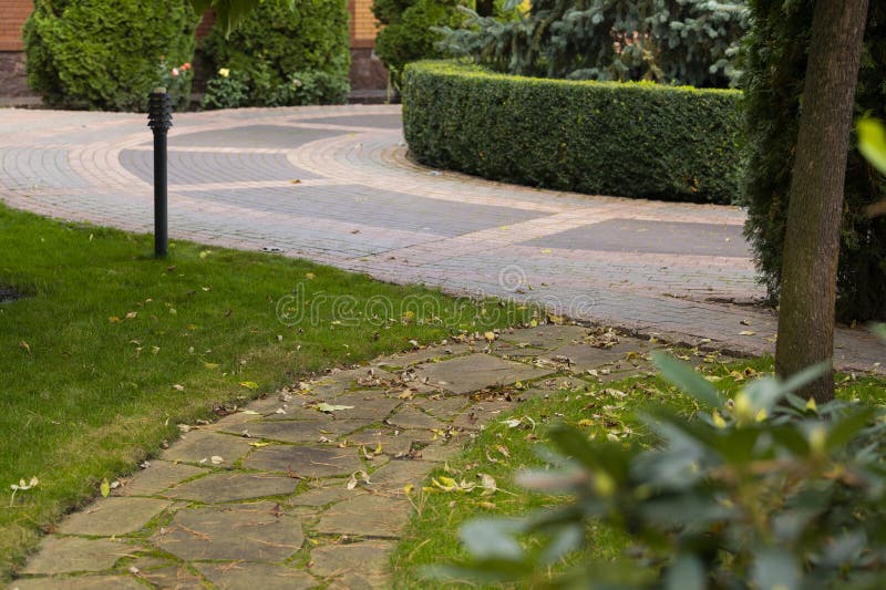 Walking Path Made of Natural Stone Walks in Landscape Design Stock ...