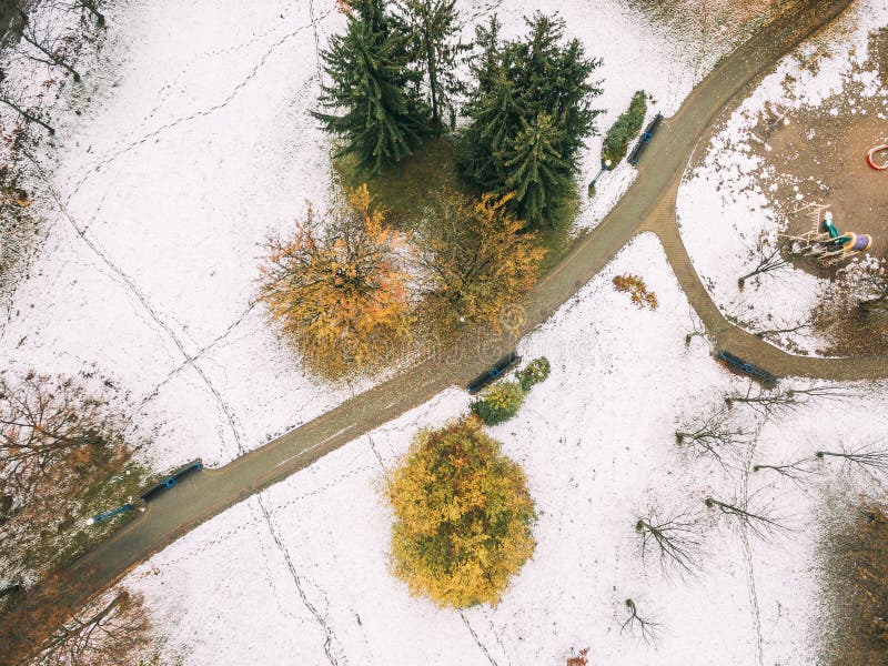 Walking Path in a Park in Early Winter Stock Photo - Image of nature ...