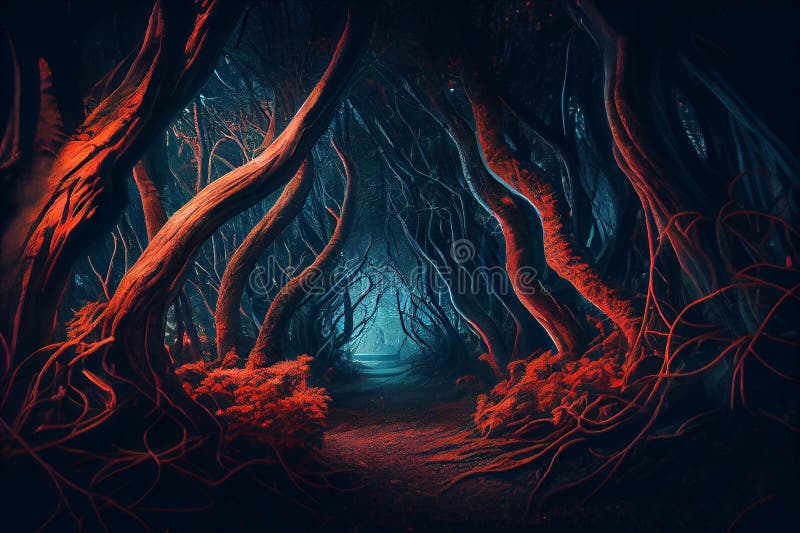 Walking Path through Spooky and Gloomy Forest.generative Ai Stock ...