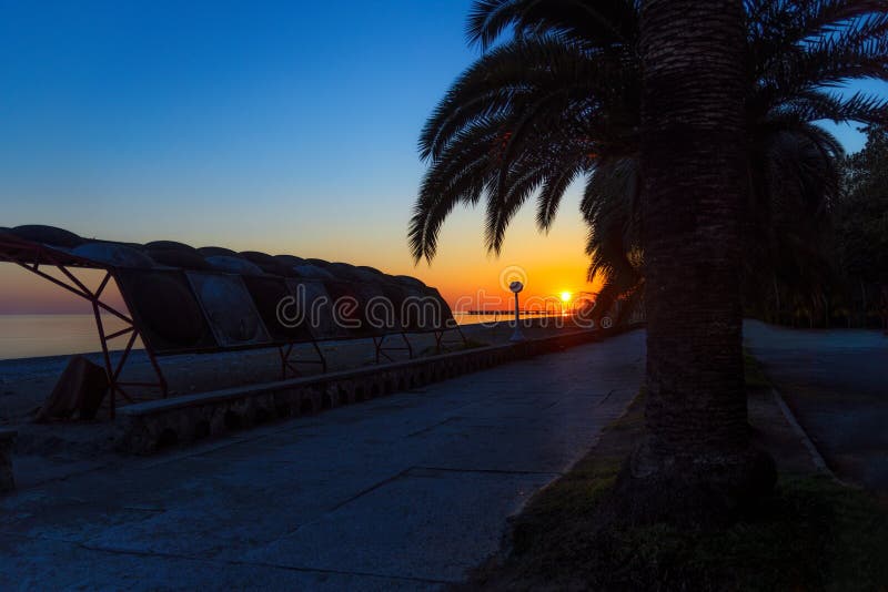 Walking Path at Sunset. Backlight Sunlight Stock Photo - Image of ...