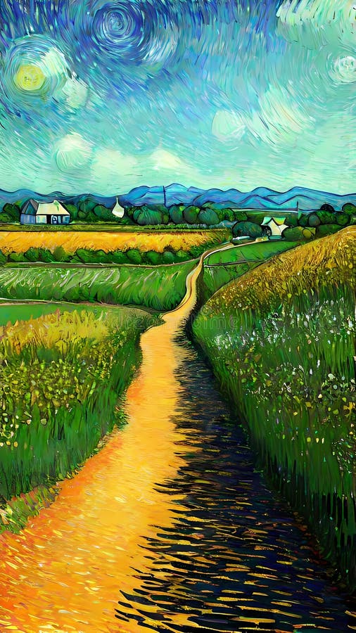 Walking Path Vision Painting Artwork with Van Gogh Style AI Generated ...