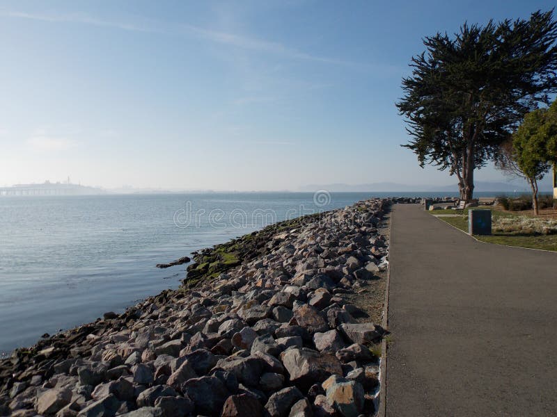 Walking path by the water. stock photo. Image of bridge - 53292212