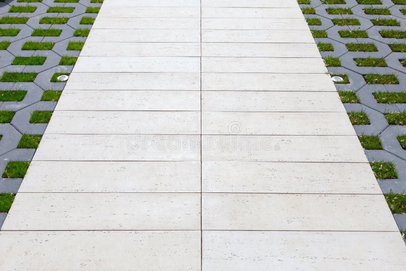 Walking Path of White Stones. the Pavement Made of Large White Stone ...