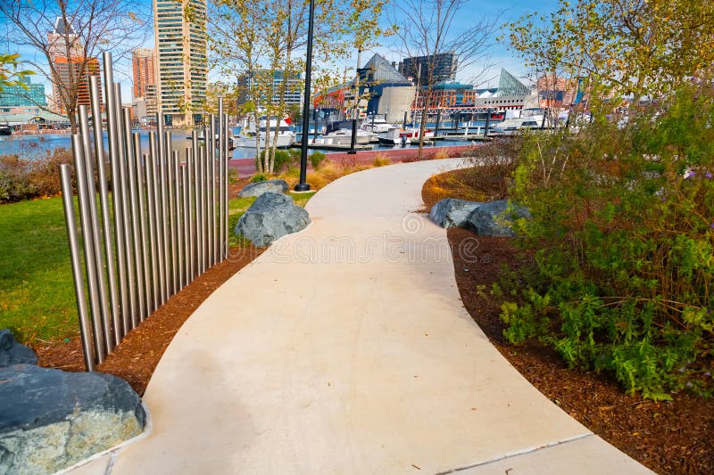Walking Paths on the Baltimore Waterfront in the Inner Harbor Area ...