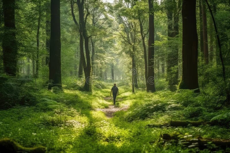 Walking through a Peaceful Forest Stock Image - Image of relaxation ...