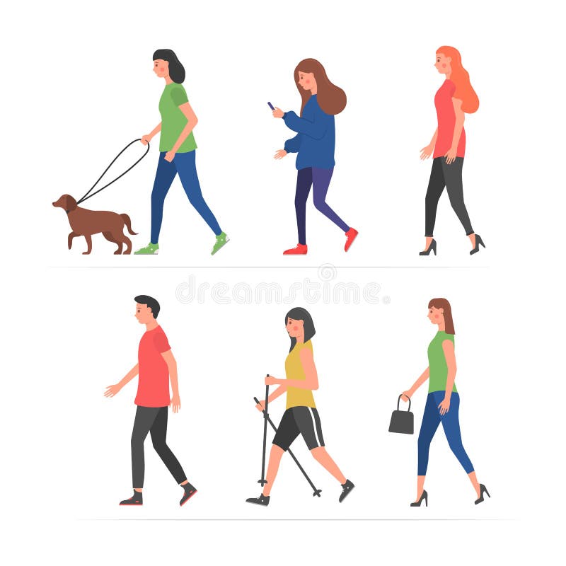 Friends Walking Exercise Cartoon Characters Stock Illustrations – 25 ...