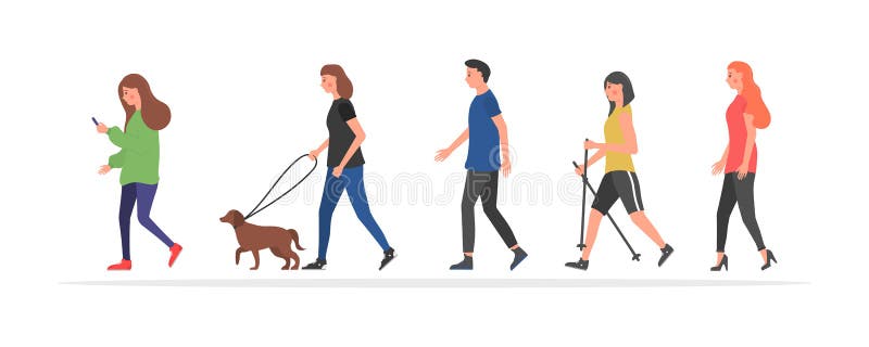 Friends Walking Exercise Cartoon Characters Stock Illustrations – 25 ...