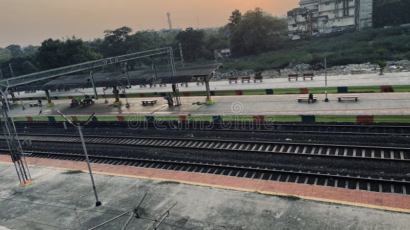 Walking Platform in between the Two Sides Railway Tracks Stock Image ...