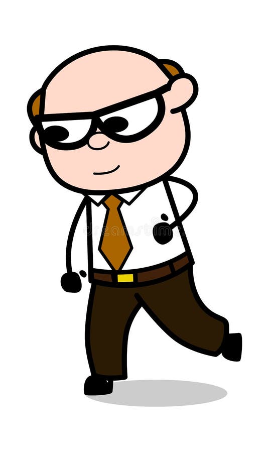 Walking Pose - Retro Cartoon Office Old Boss Man Vector Illustration ...
