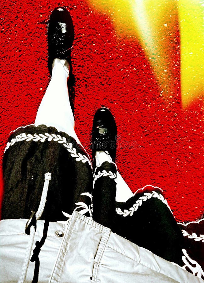 Walking the red road stock photo. Image of road, foot - 61180934