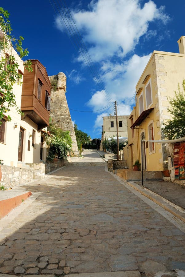 Walking in Rethymnon, Crete Stock Image - Image of fortress, palms ...