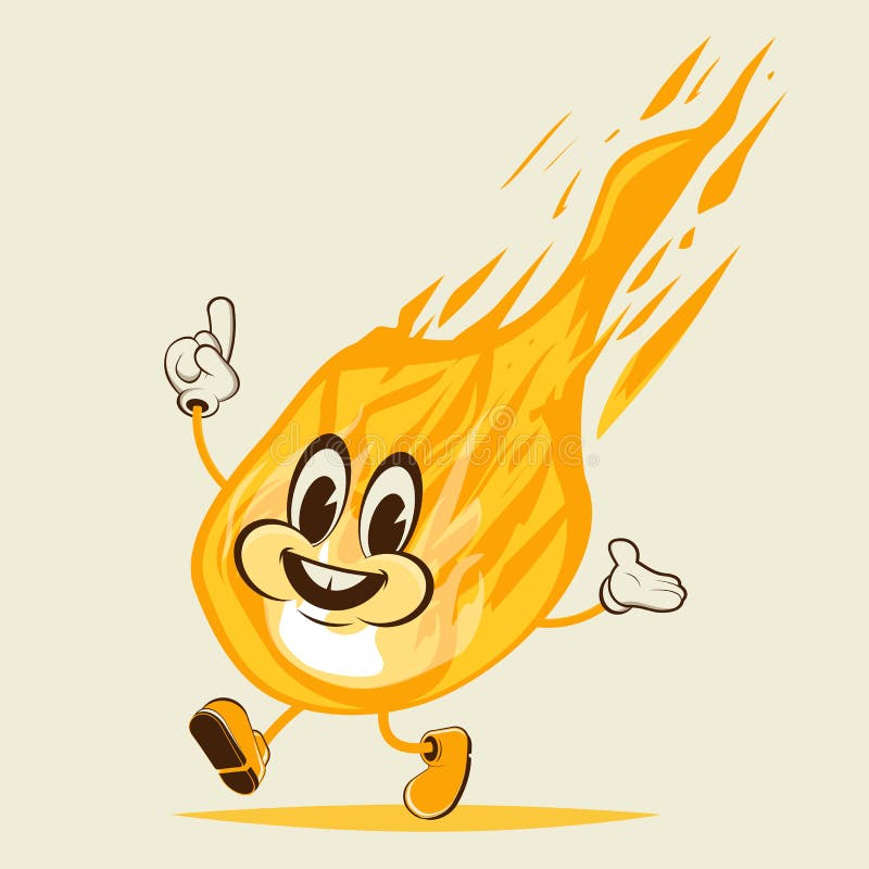 Walking Retro Cartoon Flame Stock Vector - Illustration of burn, shiny ...