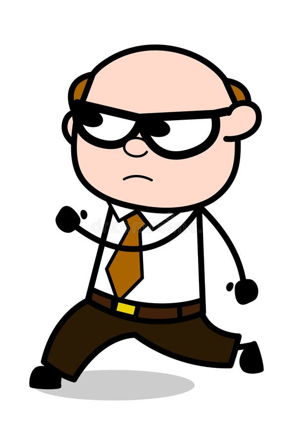 Walking - Retro Cartoon Office Old Boss Man Vector Illustration Stock ...