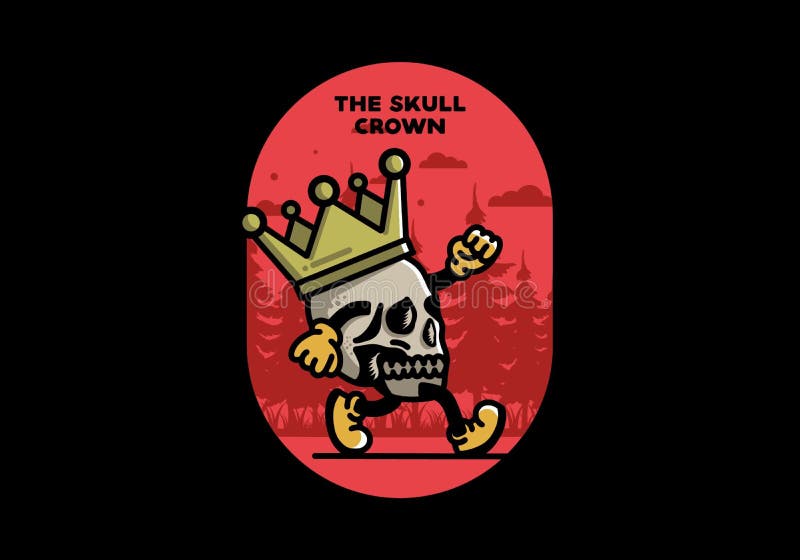Walking Skull Illustration Wearing a Big Crown Stock Vector ...