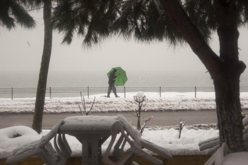 Walking in the snow stock image. Image of istanbul, black - 36739545