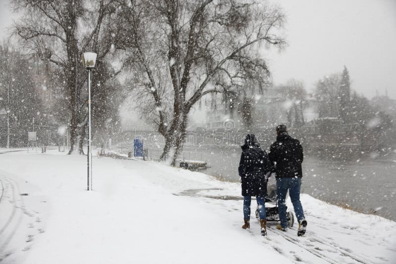 Walking in the snow stock photo. Image of afternoon, walk - 91215842